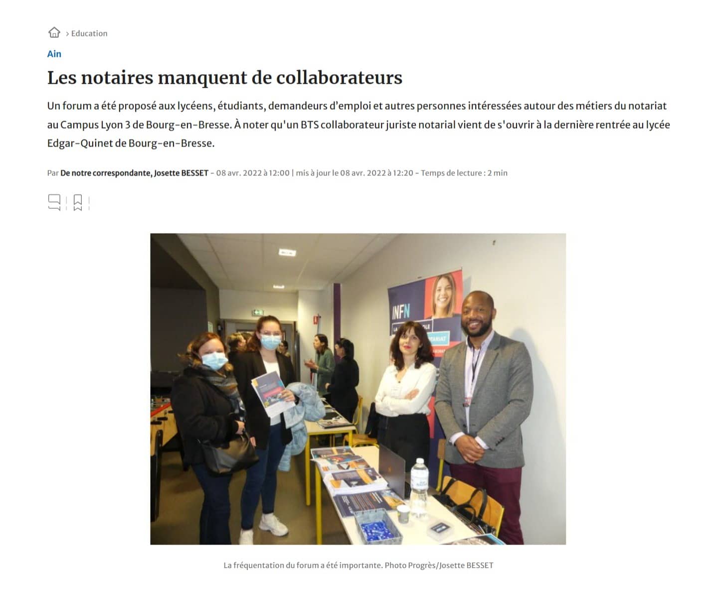 Article sur le forum du notariat - Le Progrès - INFN - Institut ...